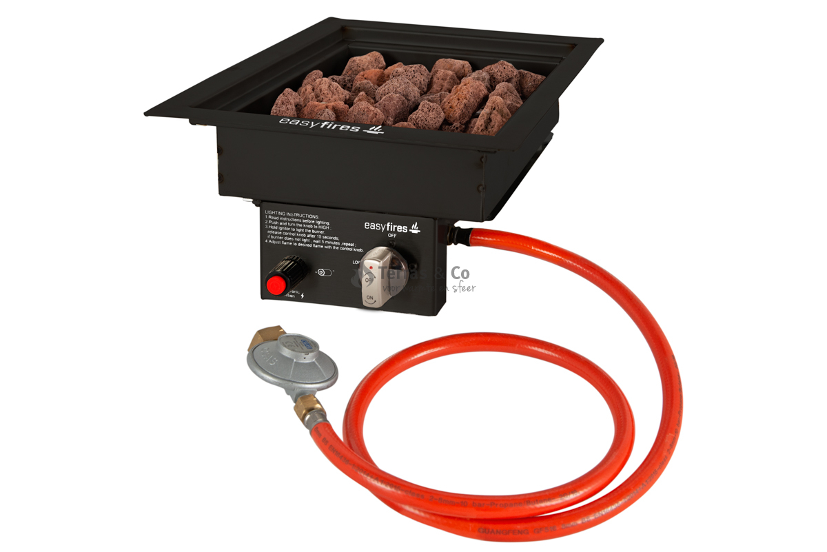 EasyFires | Fire pit insert kit | Black | Flat | 30×30 cm | Terras & Co